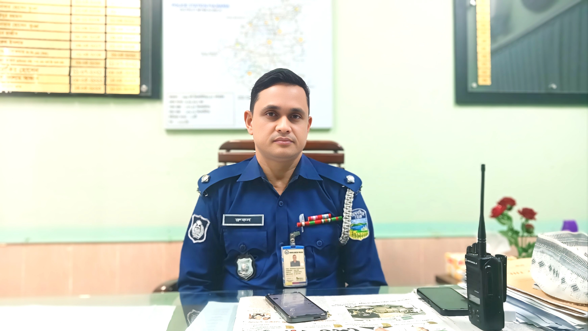Fulbaria Police Station OC Mohammad Roknuzzaman is working to control ...